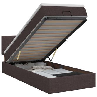 vidaXL Letto Ottomano Con Materasso Marrone Scuro 90 X 190 Cm Tessuto Vidaxl