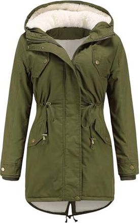 Generic Parka dhiver &agrave; capuche pour femme - Coupe ajust&eacute;e - Doudoune chaude doubl&eacute;e Sherpa - Manteau dext&eacute;rieur pour femme, Vert, 4XL