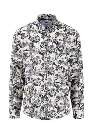 Fynch-Hatton Hemd aus Leinen mit botanischem Muster Sand/L