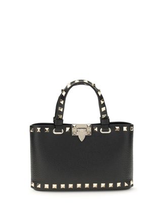 Valentino Garavani Womens Mini Handbag Rockstud Black Calfskin Calf Leather Handbags Hand Bags
