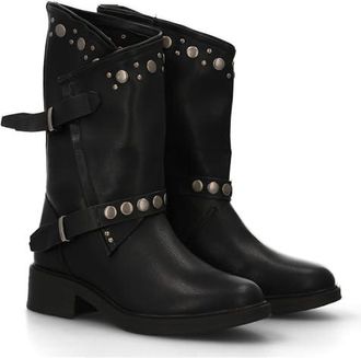 Shoes & Blues Bottes pour femme de style urbain avec détails métalliques et clous. Imprimé uni. Design automne et hiver, fermeture éclair et double boucle décorativ