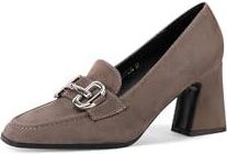 Queen Helena Mocassins à talon moyen français décontracté élégant femme ZM9818, Kaki, 38 EU