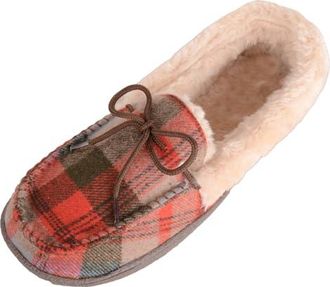 Absolute Footwear Mocassins dhiver &agrave; enfiler pour femme Motif tartan &agrave; carreaux avec bordure en fausse fourrure, marron, 39 EU