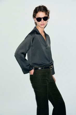 Gerard Darel Blouse satin&eacute;e &agrave; col chemise - LOREA