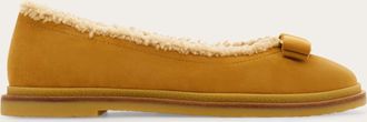 Ferragamo Damen Ballerina mit Vara-Schleife und Merinowolle Beige Gr&ouml;&szlig;e 35.5