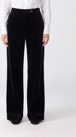 Khaite Hunter Hose aus Samt mit weitem Bein und dezentralem Verschluss