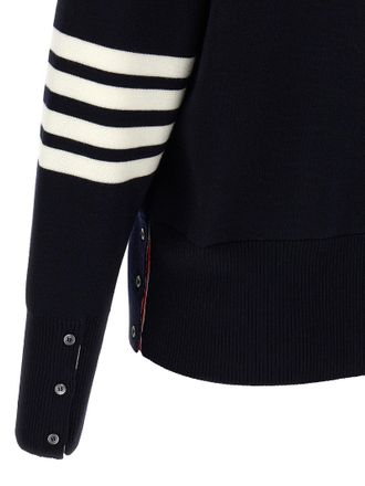 Thom Browne Virgin Wool with 4-Bar Stripe Cardigan - Navy