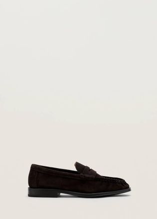 Mango Mocassins d&eacute;coupe cuir su&egrave;de chocolat - Homme - 40 - MANGO MAN