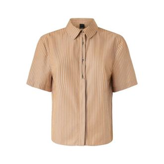 Pinko Gestreiftes Hemd mit Kellerfalten-Detail - - Blouses & Shirts - Damen - Braun - S