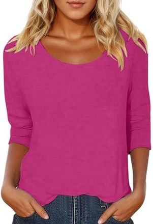 Generic T-shirt pour filles T-shirt pour femmes avec col rond manches trois-quarts pour un confort d&eacute;contract&eacute; T-shirts pour femmes T-shirts personnalis&eacute;s sim