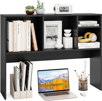 Giantex Schreibtisch Regal mit 4 offenen F&auml;chern, Tischregal mit Kipp-Schutzvorrichtung & rutschfesten Pads, Aufbewahrungsregal aus Holz, 94 x 25 x 73 cm (Sch