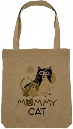Fabulous Sac Shopping Tote Bag Aspect Lin - Mommy Cat and her Kitten Drawing Illustration Bebe - Sac de Courses Toile Epaisse 360g Beige Naturel Cabas Port&eacute; Ep