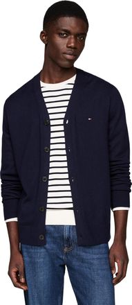 Tommy Hilfiger Herren Strickjacke Cardigan Pima Org Ctn Cashmere Cardigan mit Knopfleiste, Blau (Desert Sky), XXL