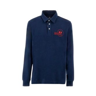 La Martina Lang&auml;rmeliges Heavy Jersey Polohemd - - Tops - Herren - Blau - L