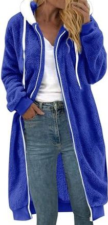 Generic Veste r&eacute;versible pour femme - Veste polaire longue avec capuche - Manteau dhiver chaud - Grandes tailles - Veste &agrave; capuche &eacute;paisse et moelleuse - Swea