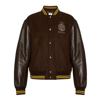 Casablanca Veste Varsity en Laine et Cuir Celestial Pyramid - Homme - Vestes - Brun - Taille: L