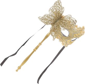 PartyKindom Handgehaltene Masquerade Maske mit Elegantem Gold Drachenmuster Stilvolle Tanzparty Maske für Damen Geeignet für Halloween Karneval Cosplay und Masken