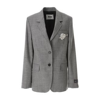 Msgm Wolljacke mit Strassherz - - Jackets - Damen - Grau - L