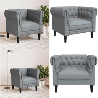 vidaXL Vidaxl - Fauteuil Chesterfield gris clair tissu - Fauteuil Chesterfield - Canapé Design - Fauteuils Confortables - Mobilier Salon - Décoration