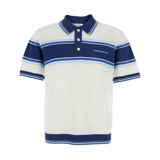 Casablanca Homme, Tops, Blanc, Taille: L Mesh Stripe Polo