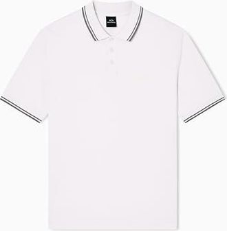 A|X Armani Exchange Short Sleeve Side Logo Three-Button Collar Polo, Wind Chime, XL Homme