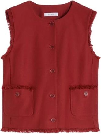 Max Mara Femme, Vestes, Rouge, Taille: 36 FR Gilet en jersey