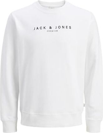 Jack & Jones Crew Neck Jprccjayson Sweat &agrave; col Rond, Blanc &eacute;clatant, XL Homme