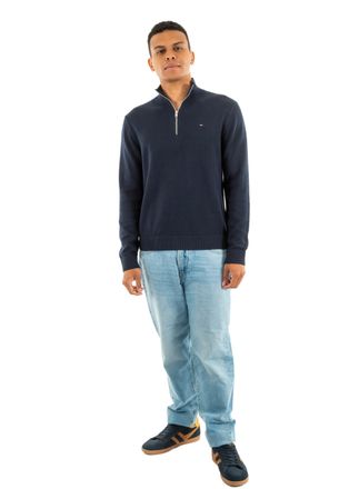 Tommy Jeans Herren Pullover mit Rei&szlig;verschluss Light mit Stehkragen, Blau (Dark Night Navy), M