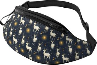 Generic H&uuml;fttasche Mode Lauftasche Sternenhimmel-Wei&szlig;elch-Print Multifunktionale Bauchtasche F&uuml;r Running Aktivit&auml;ten Reisen 14X35Cm