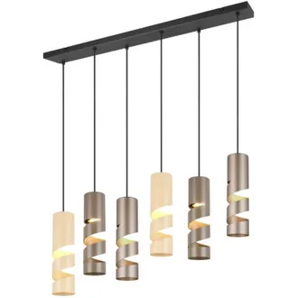 Trio Lampe &agrave; suspension tube 6 lumi&egrave;res Stream nuances brunes - 364000617