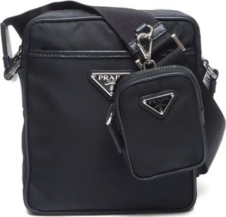 Prada sac porté épaule à plaque logo (2013-2023) - Noir