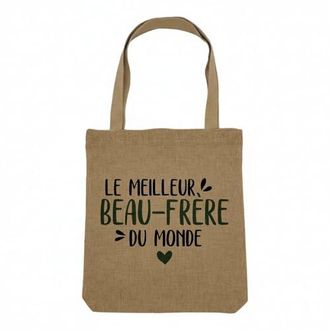 Fabulous Sac Shopping Tote Bag Aspect Lin - Le Meilleur Beau-Fr&egrave;re du Monde Famille Id&eacute;e Cadeau - Sac de Courses Toile Epaisse 360g Beige Naturel Cabas Port&eacute; E