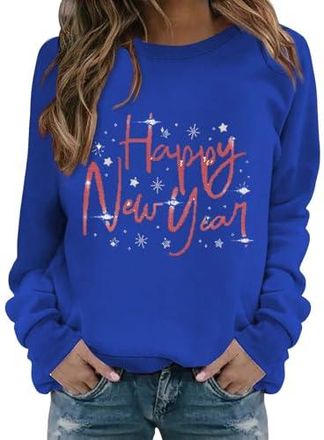 Generic Pull pour femme - Imprim&eacute; graphique - Haut surdimensionn&eacute; - Col rond - Manches longues - Automne - Hiver - D&eacute;contract&eacute; - Confortable - Tendance - Conf