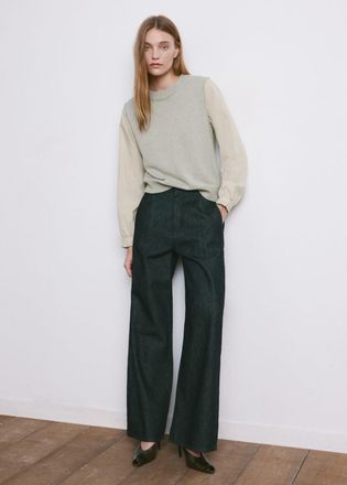 Mango Pull-over maille combin&eacute;e vert d&acute;eau - Femme - XXS - MANGO