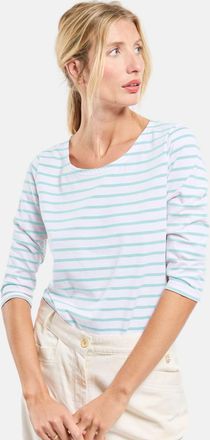 Armor Lux Streifenshirt 3/4-Arm Damen Wei&szlig; T&uuml;rkis Marinie