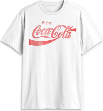 Coca Cola Ware Herren Eighties Coke Kurzarm T-Shirt, Weiss/opulenter Garten, Mittel