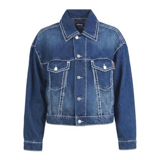 ottod'Ame Femme, Vestes, Bleu, Taille: 38 FR Giacca in denim ricami