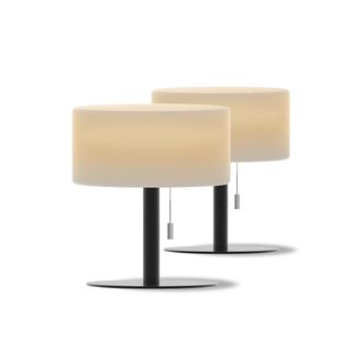 Calex Cascia Tischlampe, wiederaufladbar, kabellos, dimmbar, Farben & warmwei&szlig;es Licht, wasserdicht, Aluminium, Schwarz, 2er Pack