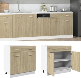 vidaXL Vidaxl - Armoire de plancher tiroir Ch&ecirc;ne sonoma 80x46x81,5 cm Agglom&eacute;r&eacute;