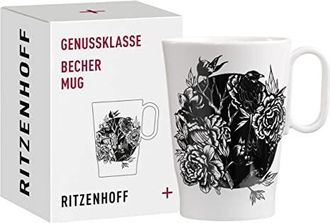 Ritzenhoff 3731002 Kaffee-Tasse 330 ml - Serie Genussklasse Nr. 2 - Porzellan-Becher mit Vogelmotiv - Designerstück