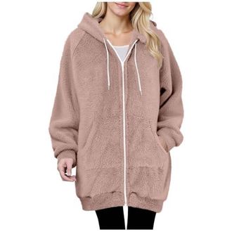 Generic MODSGUE Veste polaire &agrave; capuche pour femme - Veste polaire chaude pour lautomne et lhiver - Long - Confortable - Fermeture &eacute;clair &eacute;l&eacute;gante - Manteau e