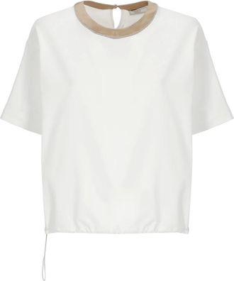 PESERICO Femme, Blouses et Chemises, Blanc, Taille: 42 FR T-shirt en Soie et Coton