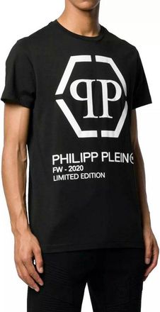 Philipp Plein T-Shirt Gold Cut T-Shirt Limited Edition FW20 Logo Shirt Rundhals Top doppelt genähte Säume,Sechseckiges Logo an der Passe