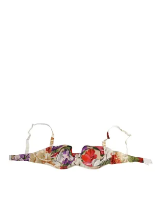 Dolce & Gabbana Womens Floral Print Semi Padded Balconette Bra Underwear Silk Clothing