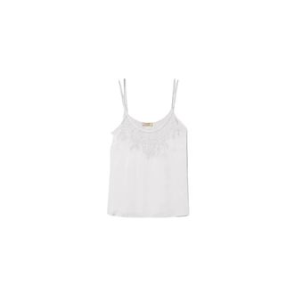 Twinset Top in Satin mit Stickerei - - Tops - Damen - Wei&szlig; - L