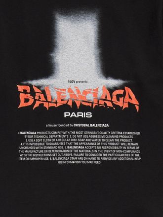 Balenciaga Mens T-Shirt The Door Oversized Cotton Black T-Shirts And Polos
