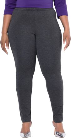 Ulla Popken Womens Punto-Hose Sienna, schmales Bein, Elastikbund Casual Pants, mittel grau Melange, 32W x 32L