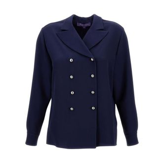 Ralph Lauren Femme, Vestes, Bleu, Taille: 34 FR Veste Chemise Crois&eacute;e