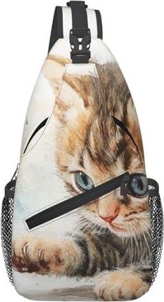 Generic Sac &agrave; bandouli&egrave;re en forme de chat avec plumes pour homme, sac &agrave; dos de randonn&eacute;e pour homme