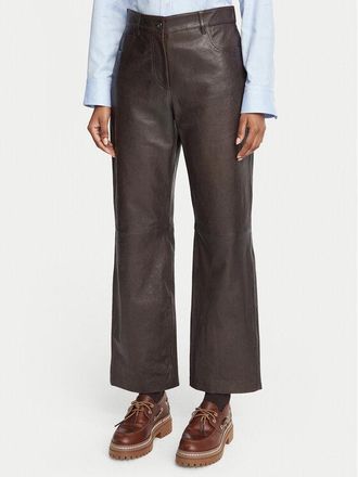 Max Mara Lederhose Deserto 2625436012 Dunkelbraun Regular Fit
